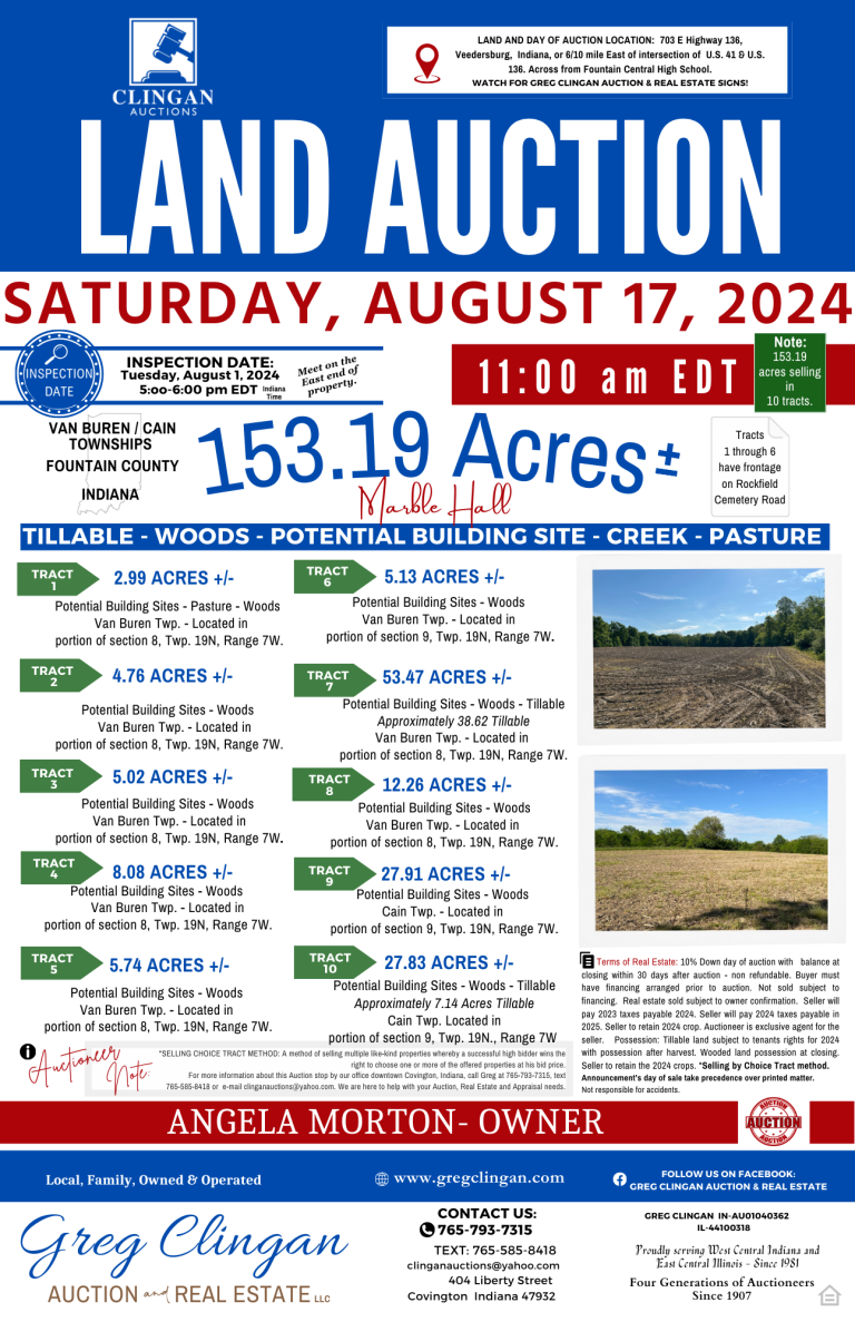 Upcoming Auctions - GREG CLINGAN AUCTIONS