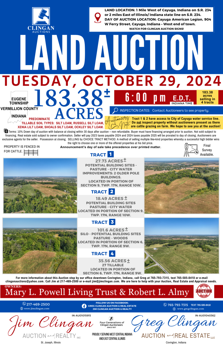 Upcoming Auctions - GREG CLINGAN AUCTIONS